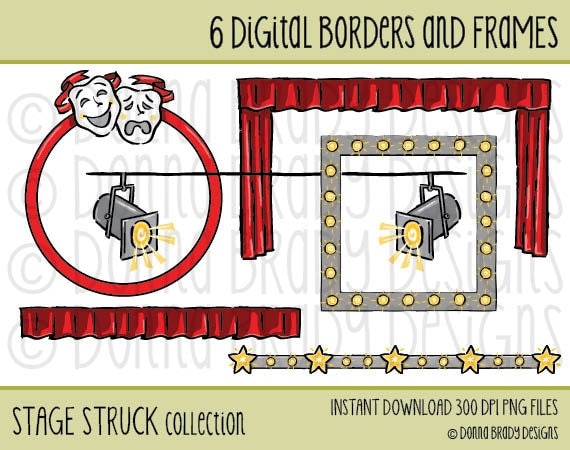 Theatre Stage Drama Borders and Frames DIGITAL CLIP ART