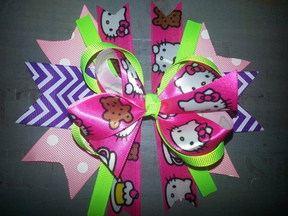 Hello Kitty Bow - Hello Kitty Stacked Bow - Stakced Bow - Boutique Bow ...