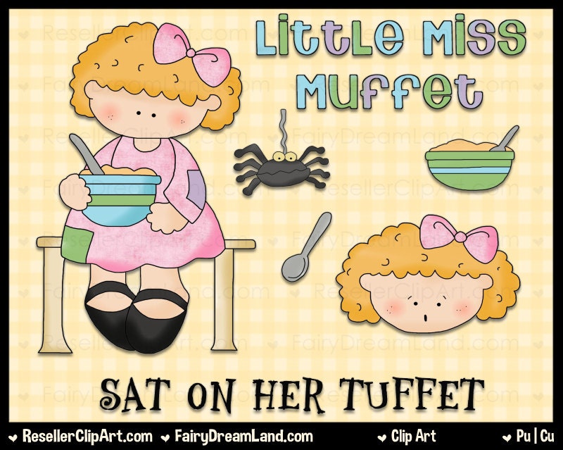 Little Miss Muffet Digital Clip Art Commercial Use Graphic