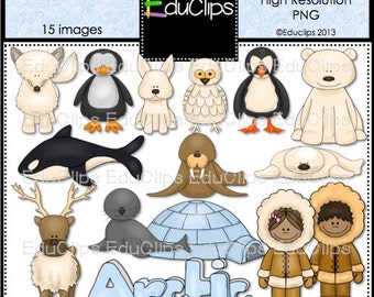 Items similar to Polar Arctic Animals Digital Clip Art Set --BUY 2, GET ...