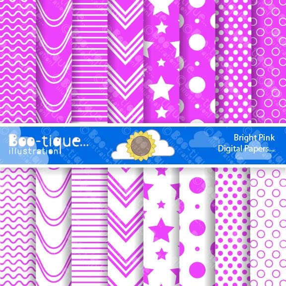 Pink Digital Scrapbook Papers for Instant Download. Pink Digital Papers ...