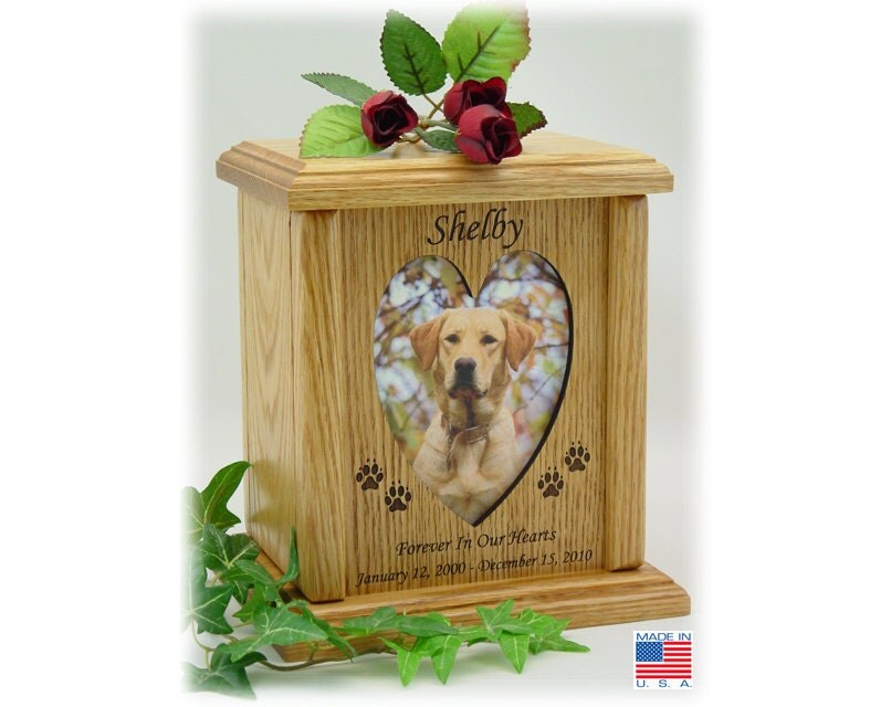Large Pet Urn Wood Photo Pet Urn Dog Urn and Cat Urn