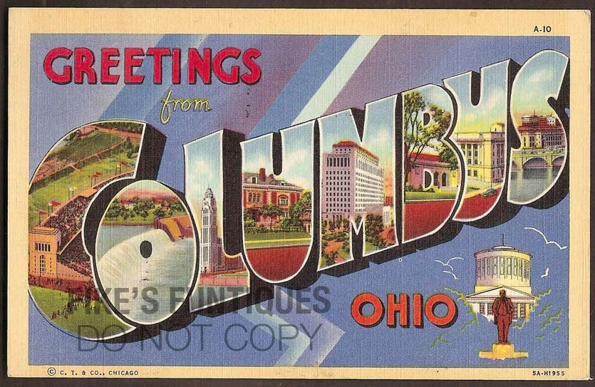 Columbus Ohio Vintage Postcard Greetings from Columbus