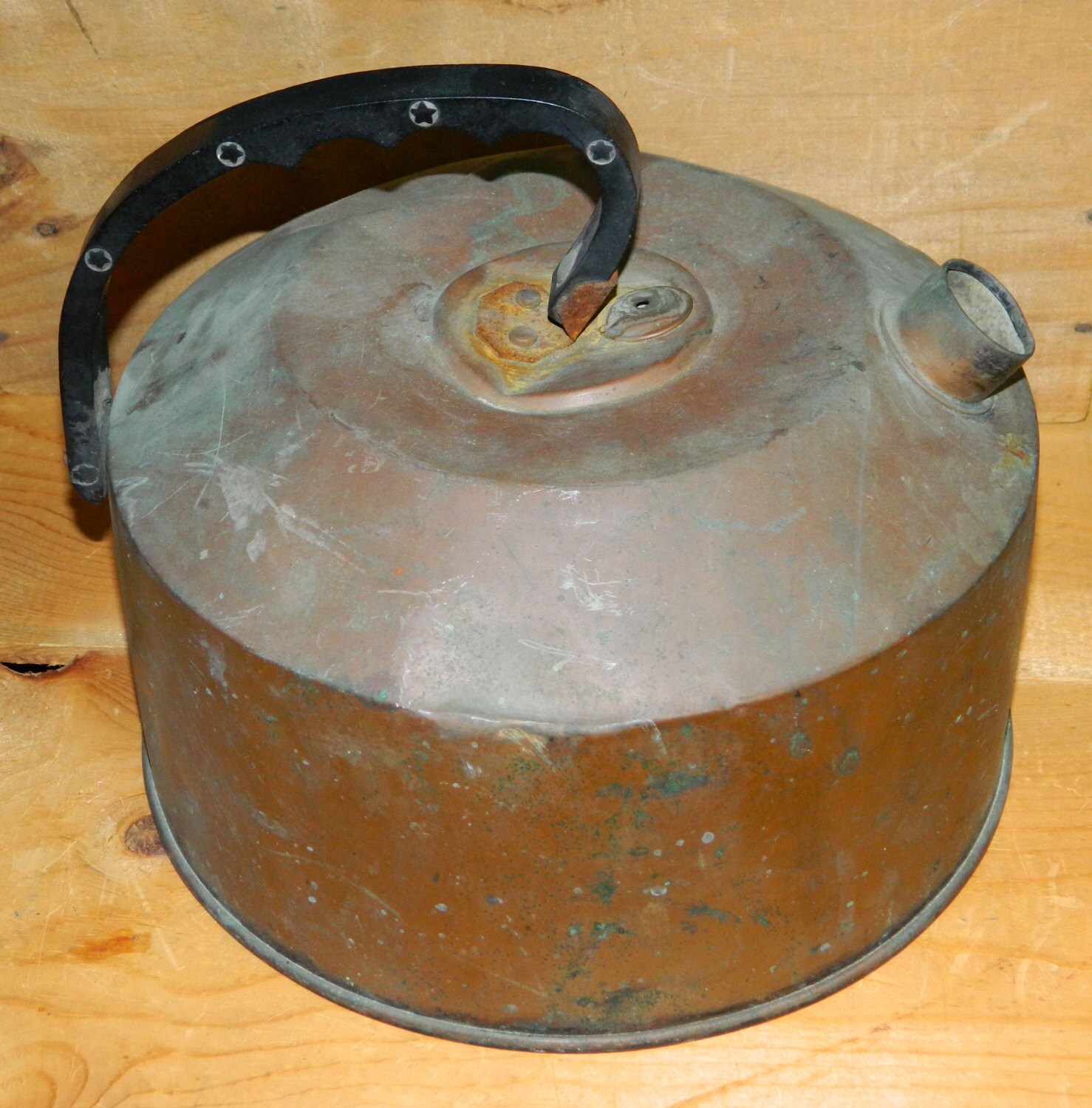 Rustic Copper Tea Kettle Pot Bakelite Handle Stars Patina with Whistler ...
