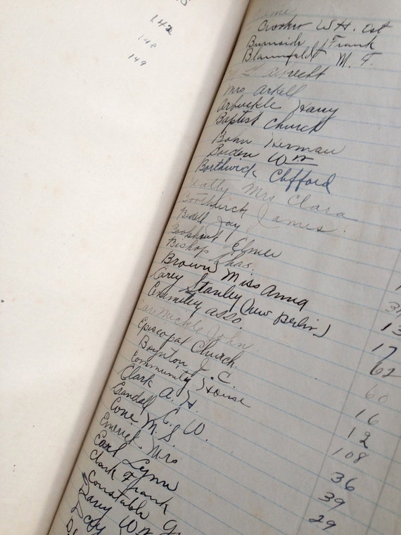 Vintage Ledger 1920s Handwriting Record Book