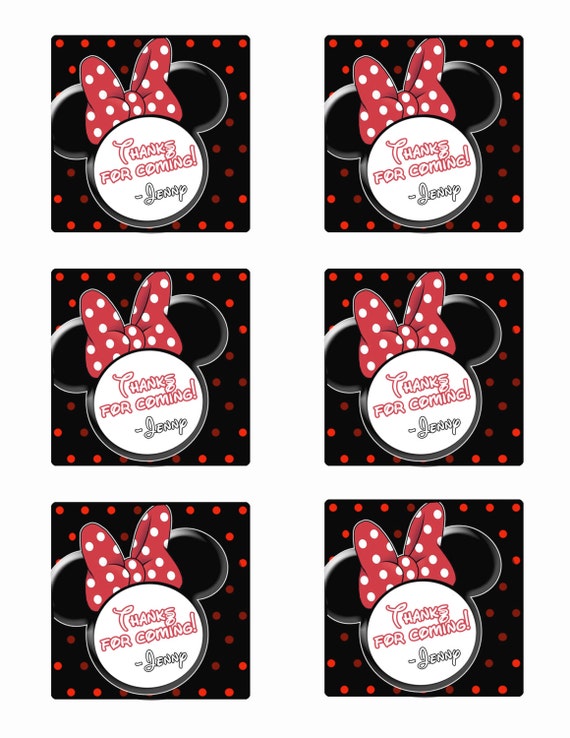Minnie Mouse favor tags mickey mouse favor labels minnie