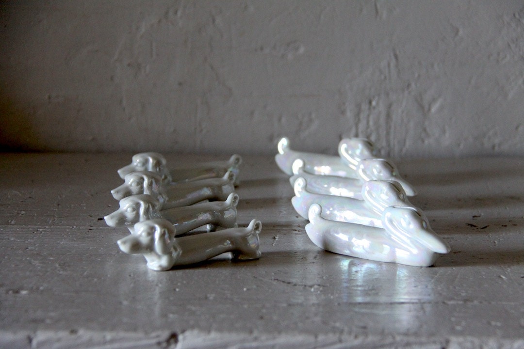 Unusual Set of 8 Lovely Ceramic Knife Rests Place Card Holders in the ...
