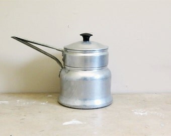 50s 60s Double Boiler Aluminum Pot Vintage Kitchen Cookware