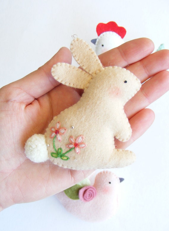 PDF Pattern Easter Ornaments Bunny Hen And Dove Felt