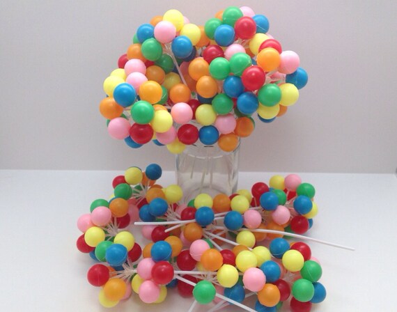 24 clusters-Colorful Plastic Balloon Picks Cupcake or Cake