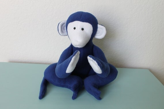 Handmade Blue Monkey Stuffed