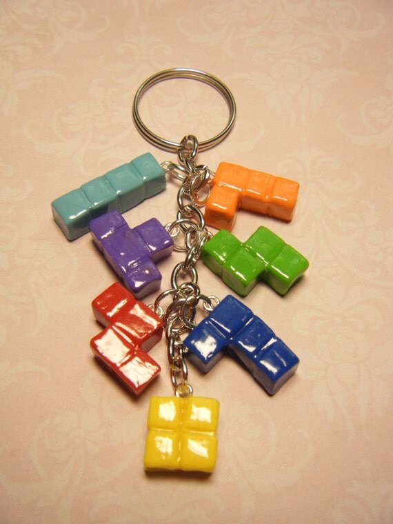 Items similar to Tetris Keychain - 7-piece on Etsy