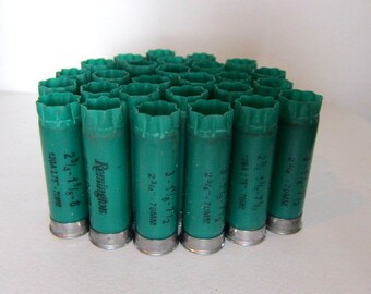 Empty Shotgun Shells 25 Lot Green with Silver Base Remington 12 Gauge 2.75"
