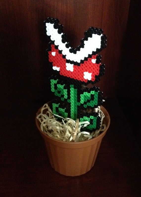 8 Bit Potted Plant Collection Red Piranha Plant by EBPerler