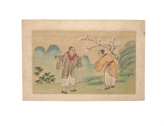 Vintage Chinese Postcard 1940s Rare Hand painted by hensfeathers