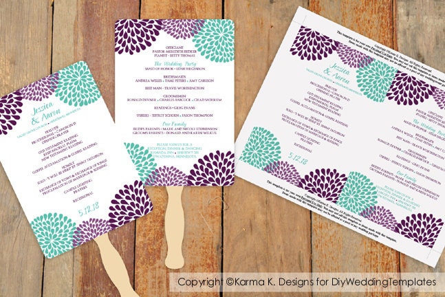 Wedding Fan Program Template Instant Download by KarmaKWeddings