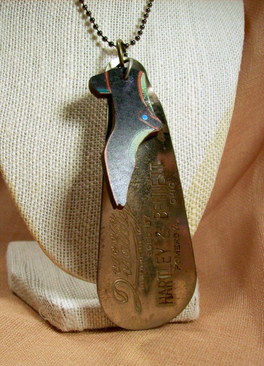 Antique Found Objects Collectible Shoe Horn With Shoe Pendant