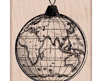 Globe rubber stamp | Etsy