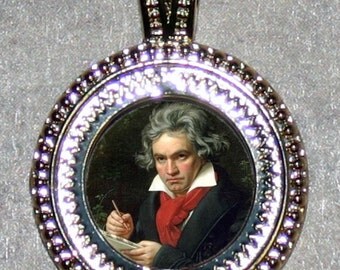 Items similar to Beethoven Photo Pendant Necklace (Dead Famous Pendants ...