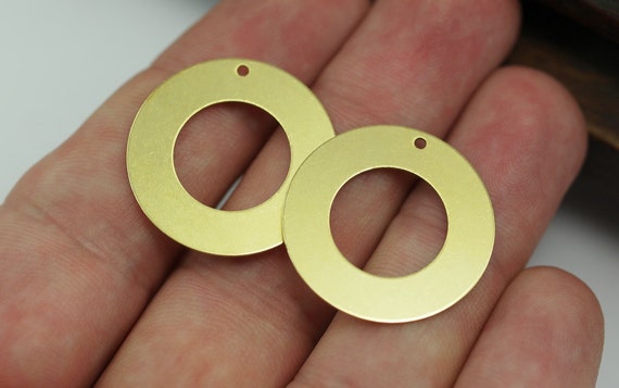 Brass Circle Charm 10 Raw Brass With 1 Hole Circle Stamping