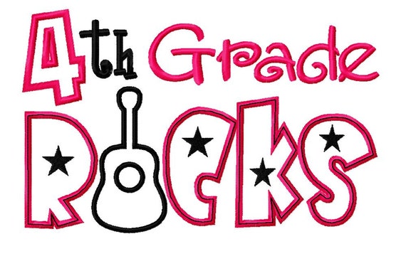 Items similar to 4th Grade Rocks Machine Applique Design 5X7 and 6x10 ...