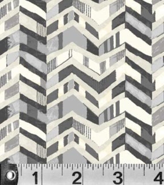 Le Jardin Black Grey White Chevron Fabric P And B Textiles
