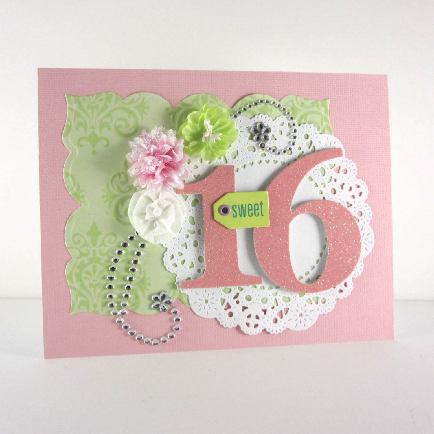 Sweet 16th Birthday Card Sweet 16 Handmade Embossed Card Sweet 16th Birthday Card Sweet 16 Handmade Embossed Card