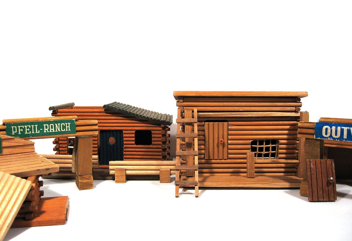 Vintage Wood Model Buildings Old West Fort by TheVintaquarian