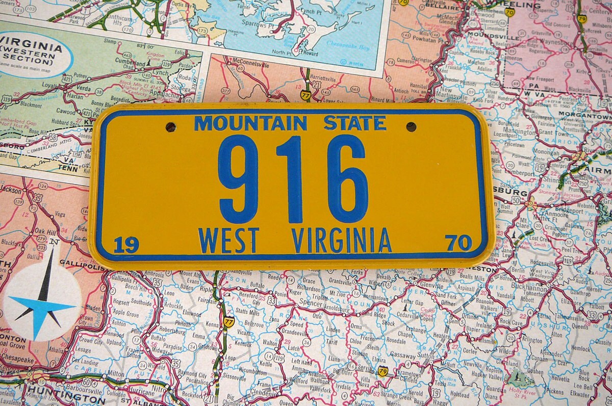 1970 Vintage West Virginia License Plate Bicycle Post Cereal Box ...