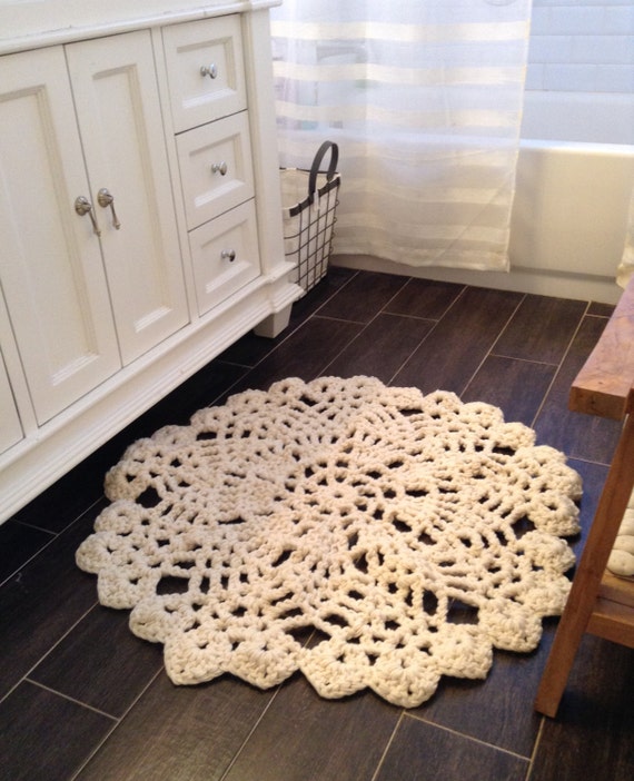 Hand Crochet Chunky Knit Doily Rug