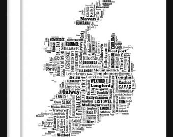 Italy Map Typography Map Poster Print Text Map by ParisPhotoShop