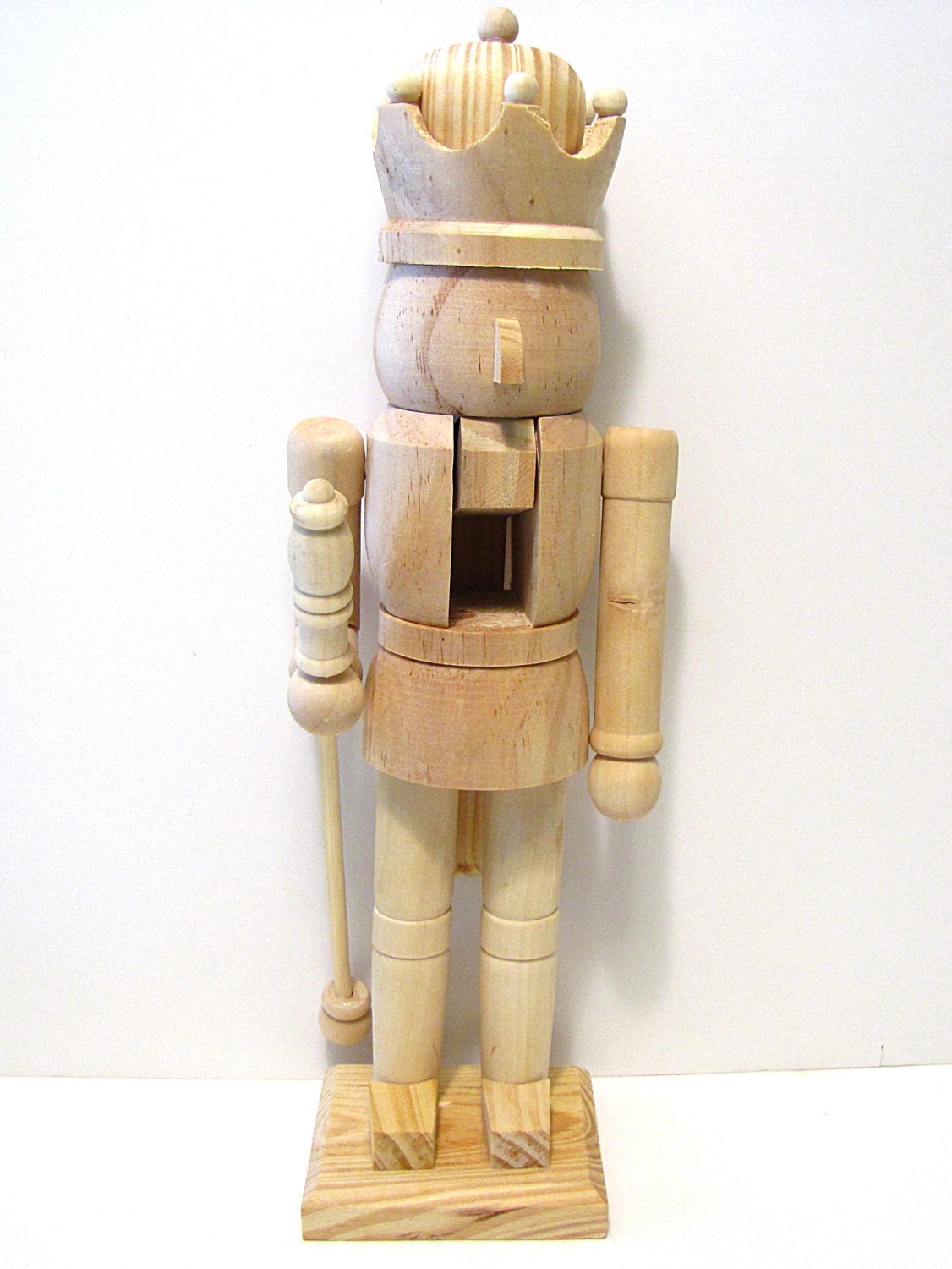 Nutcracker with Staff 12 inch Unfinished Wood DIY Ready to