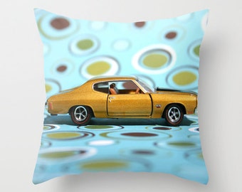 Throw Pillow Mini Cooper pink salmon black by annadykema on Etsy