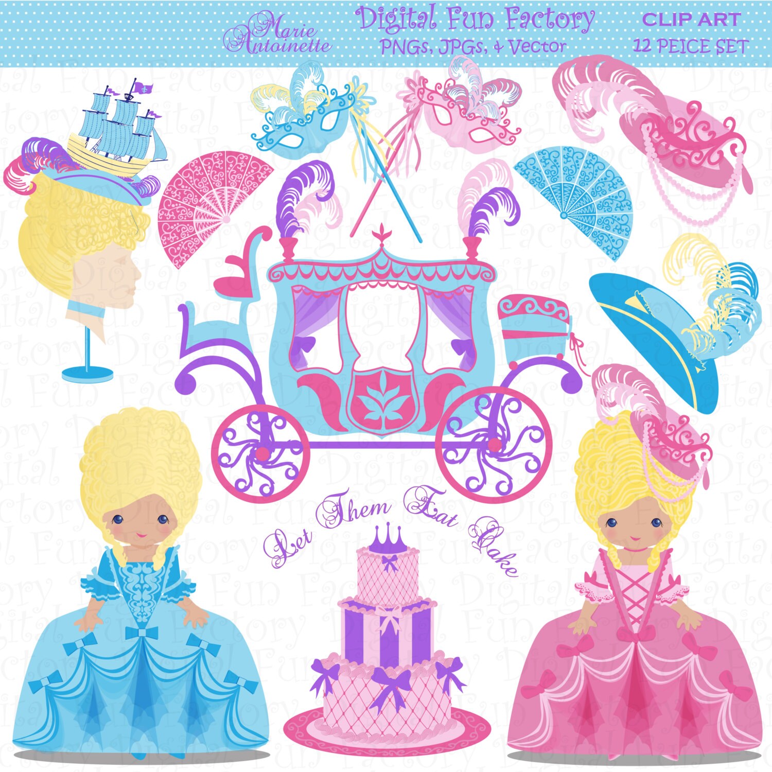 French Clip Art MARIE ANTOINETTE Clipart by DigitalFunFactory