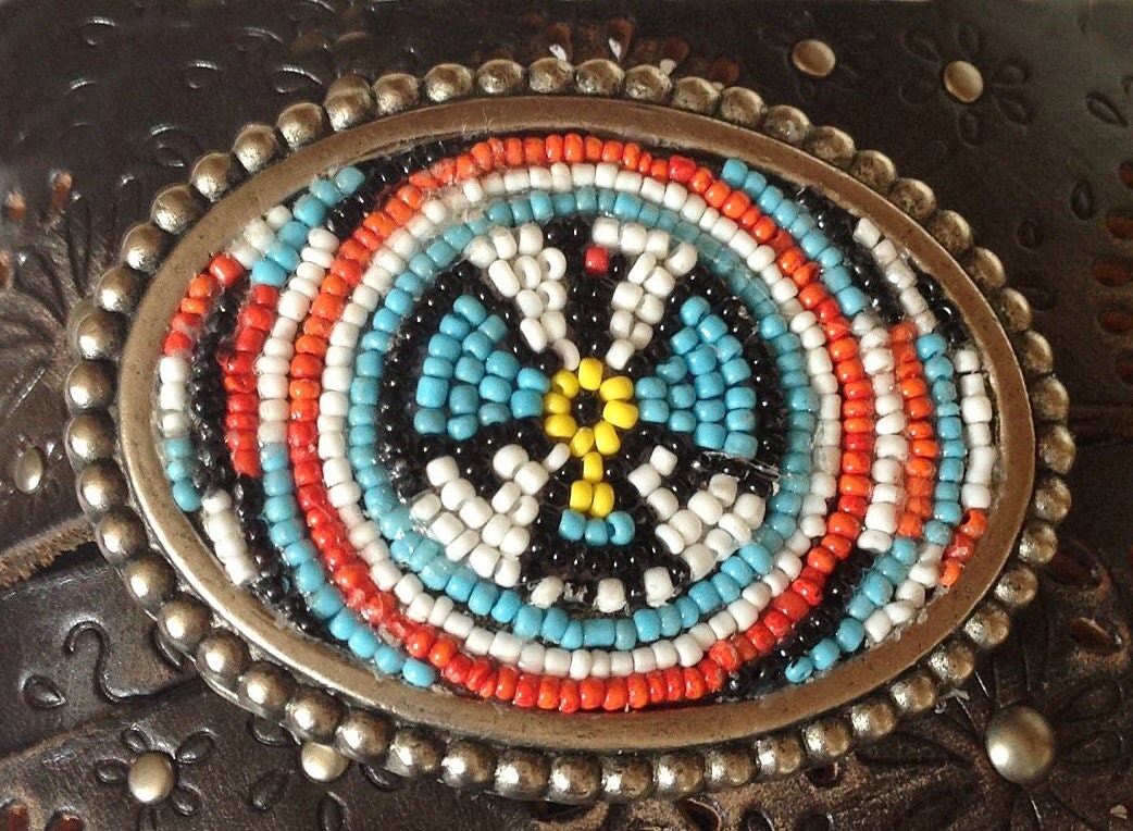 Native American Beadwork Belt Buckle Bohemian Buckle