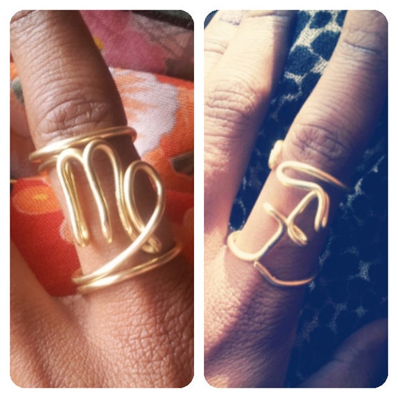 Zodiac Symbol Adjustable Brass Rings