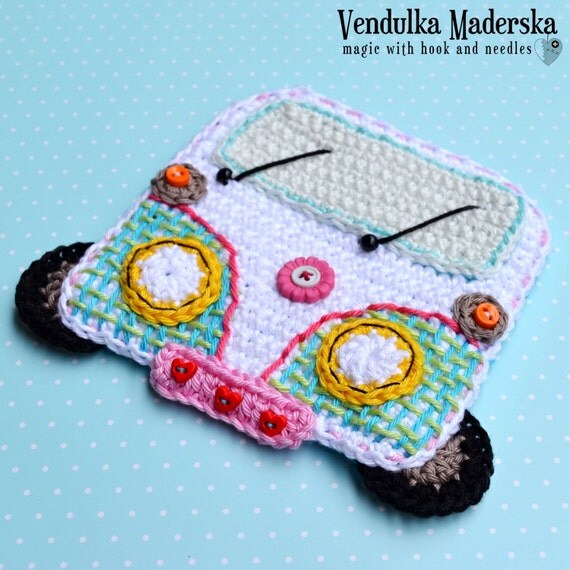 Crochet car / camper coaster crochet pattern DIY by VendulkaM
