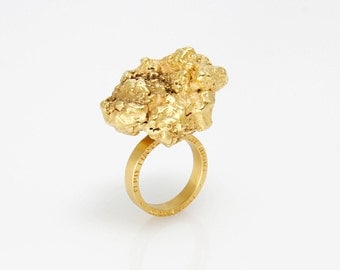 Gold nugget ring | Etsy