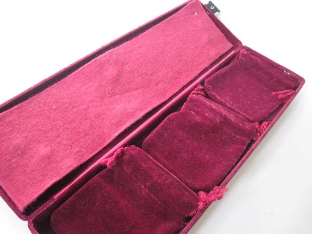 Vintage Red Velvet Jewelry Travel Case with Detachable Pouches Germany ...