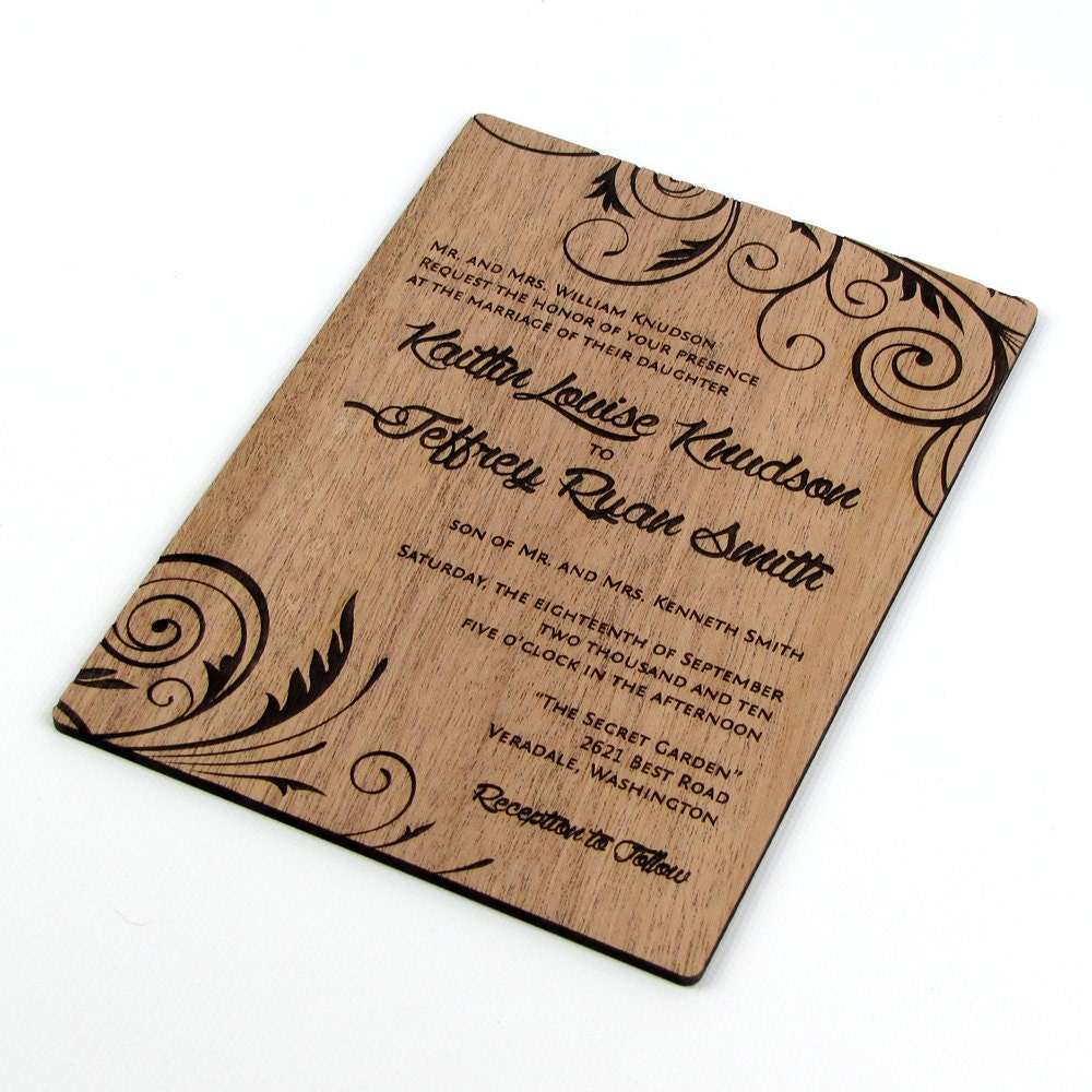 Solid Wood Wedding Invitation Sample by TheCraftySmiths on Etsy