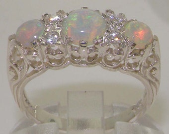 English Luxury Natural Colourful Opal & Amethyst 925 Sterling