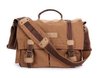 Brown Large Canvas Camera Bag DSLR Camera Bag Outdoor Camera Bags ...