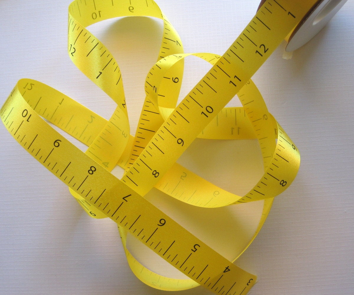 Ruler Ribbon Trim Yellow 7/8 inch wide 1 yard For