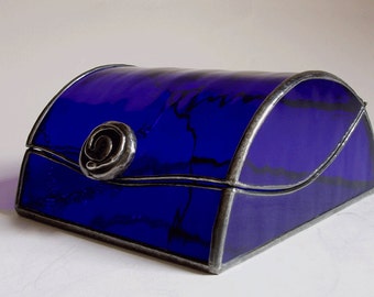 Large dome jewelry box Art deco style patchwork by 1178box