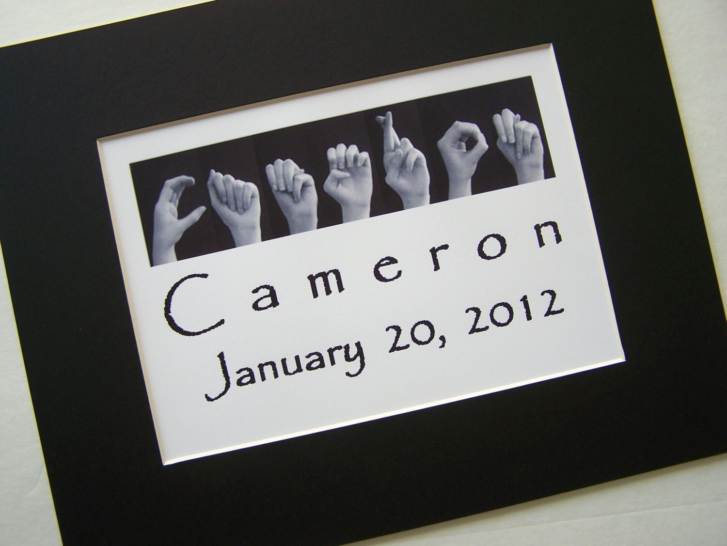 ASL Alphabet NAME Sign Language Personalized 5x7 Print In 8x10 Mat 