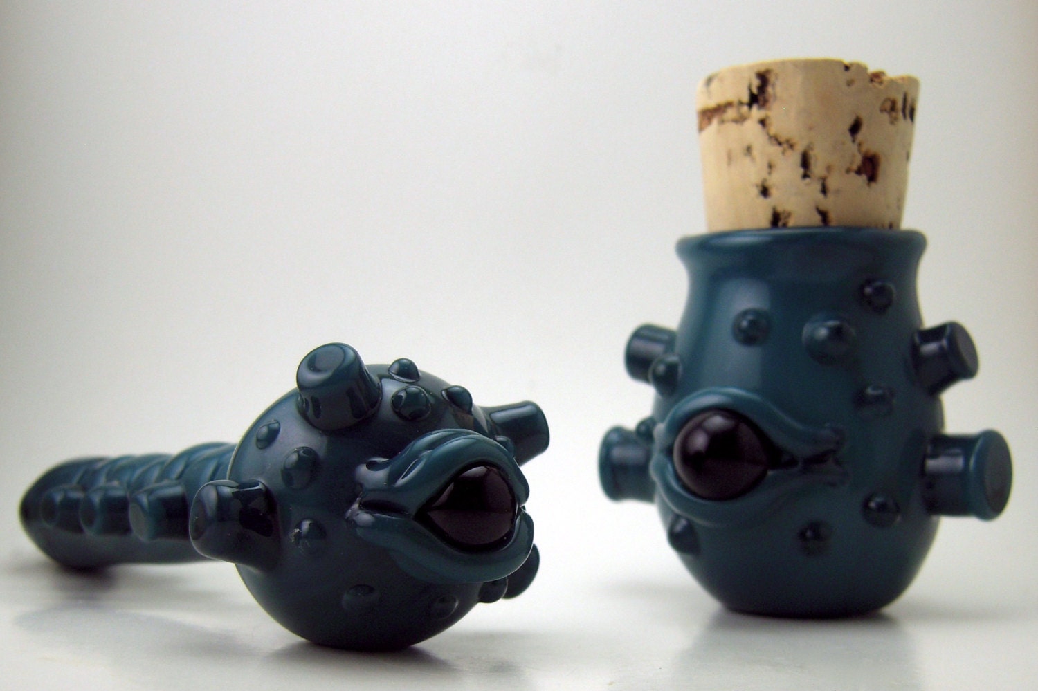 glass pipe alien creature nug jar glass eye combo by ElSaboGlass