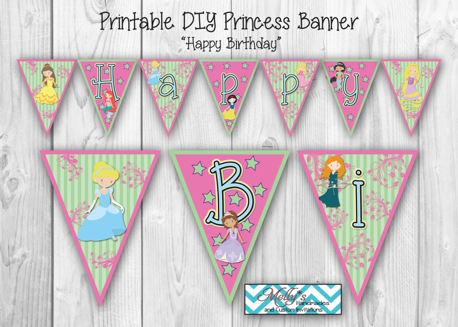 Princess Pennant Banner Printable DIY Download
