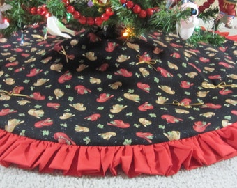 45” Quilted Christmas Cowboy Hat Printed Christmas Tree Skirt for a ...