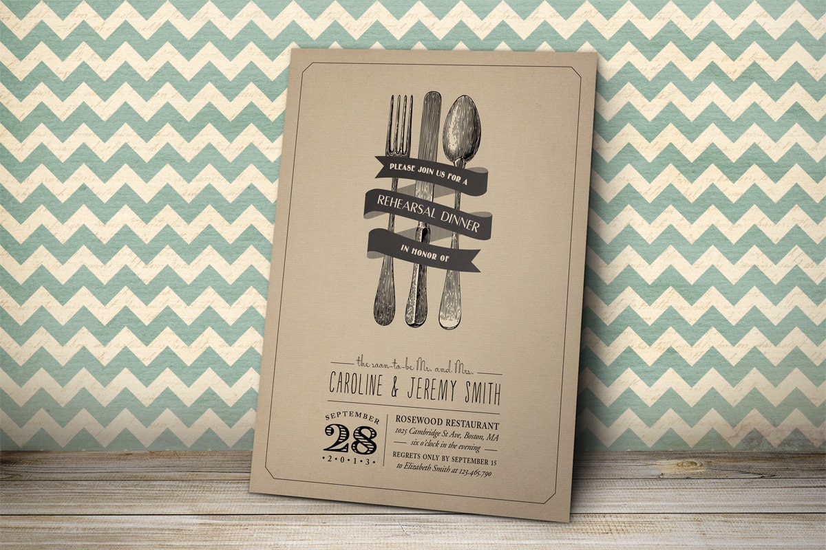 Printable Wedding Rehearsal Dinner Invitation – Kraft Paper Background ...