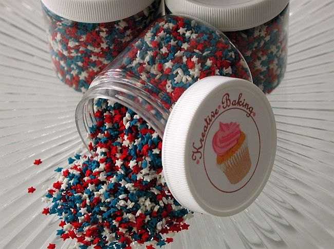 Mini RedWhite and Blue Star Sprinkles-Mini shaped Red White